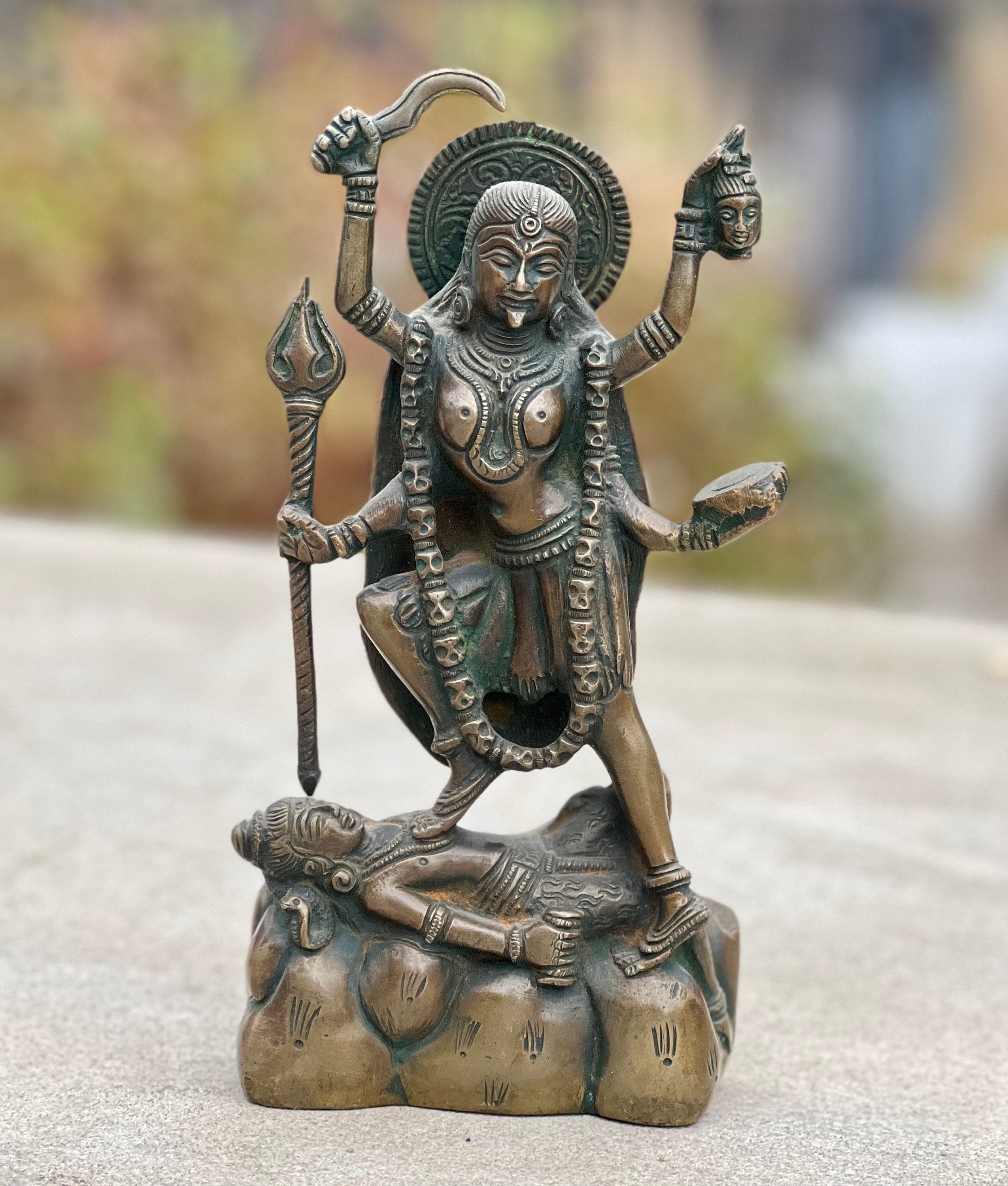 Hindu Goddess Of Time, Destruction & Power Kali Ma Statue Solid Brass ...